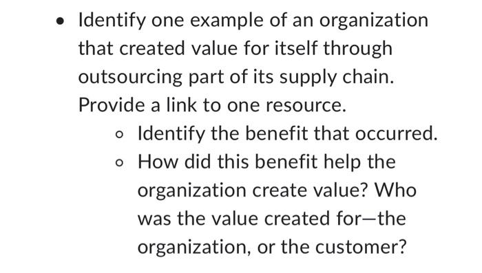 Solved Identify one example of an organization that created | Chegg.com