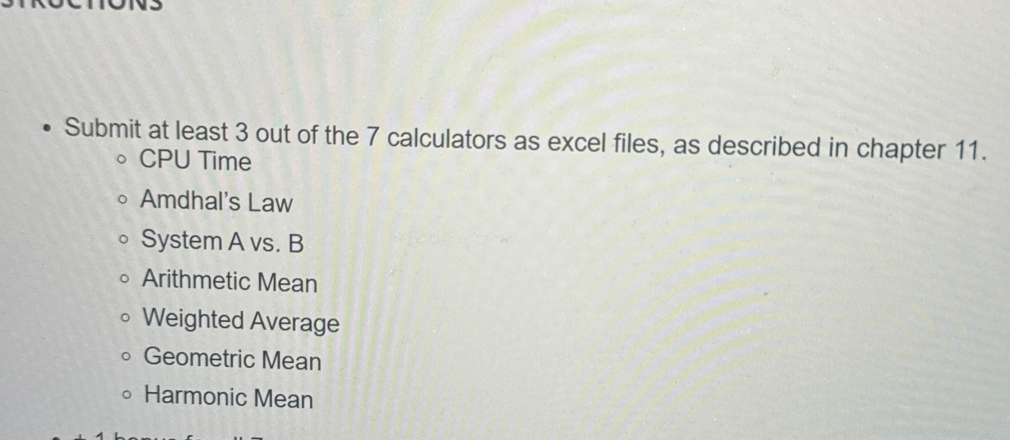 Solved Submit at least 3 ﻿out of the 7 ﻿calculators as excel | Chegg.com