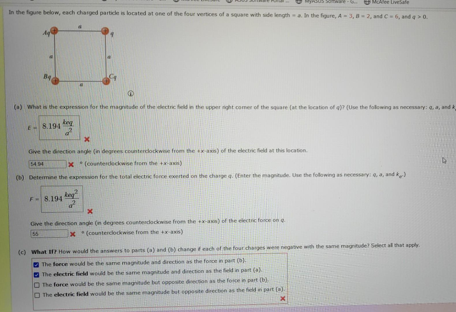 Solved in the figure below, each charged particle is located | Chegg.com