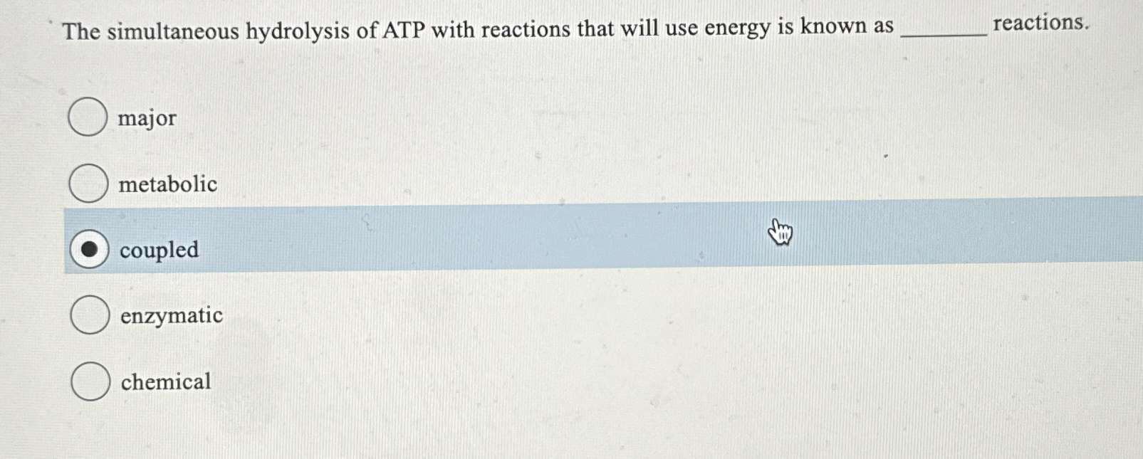 Solved The simultaneous hydrolysis of ATP with reactions | Chegg.com