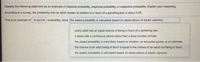 Solved Classify the following statement as an example of | Chegg.com