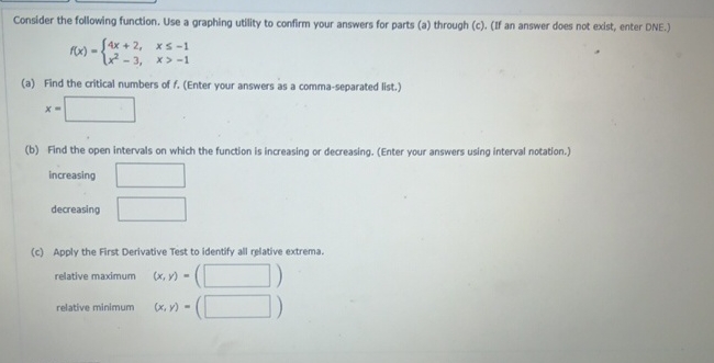 Solved Consider the following function. Use a graphing | Chegg.com