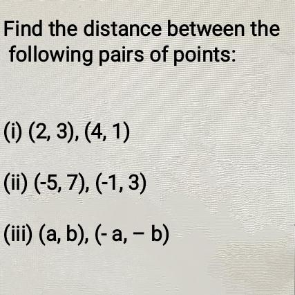 Solved Find the distance between the following pairs of | Chegg.com