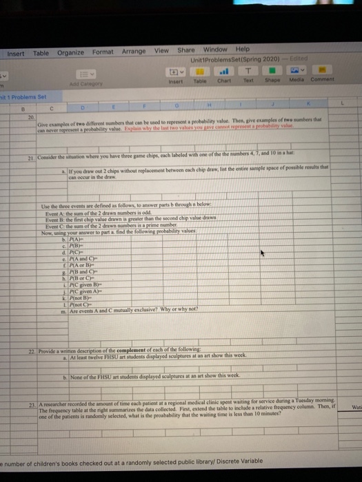Solved Insert Table Organize Format Arrange View Share | Chegg.com