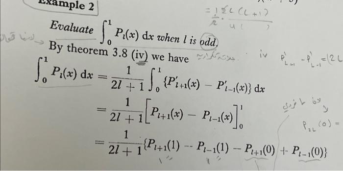 Solved ∫01Pl(x)dx=2l+11∫01{Pl+1′(x)−Pl−1′(x)}dx=2l+11[Pl+1(x | Chegg.com
