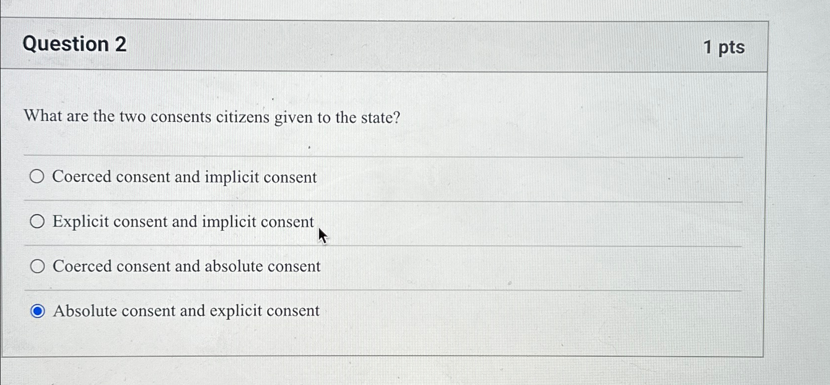 Solved Question 21ptsWhat are the two consents citizens | Chegg.com