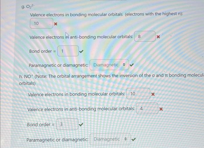 Solved g. O22− Valence electrons in bonding molecular | Chegg.com
