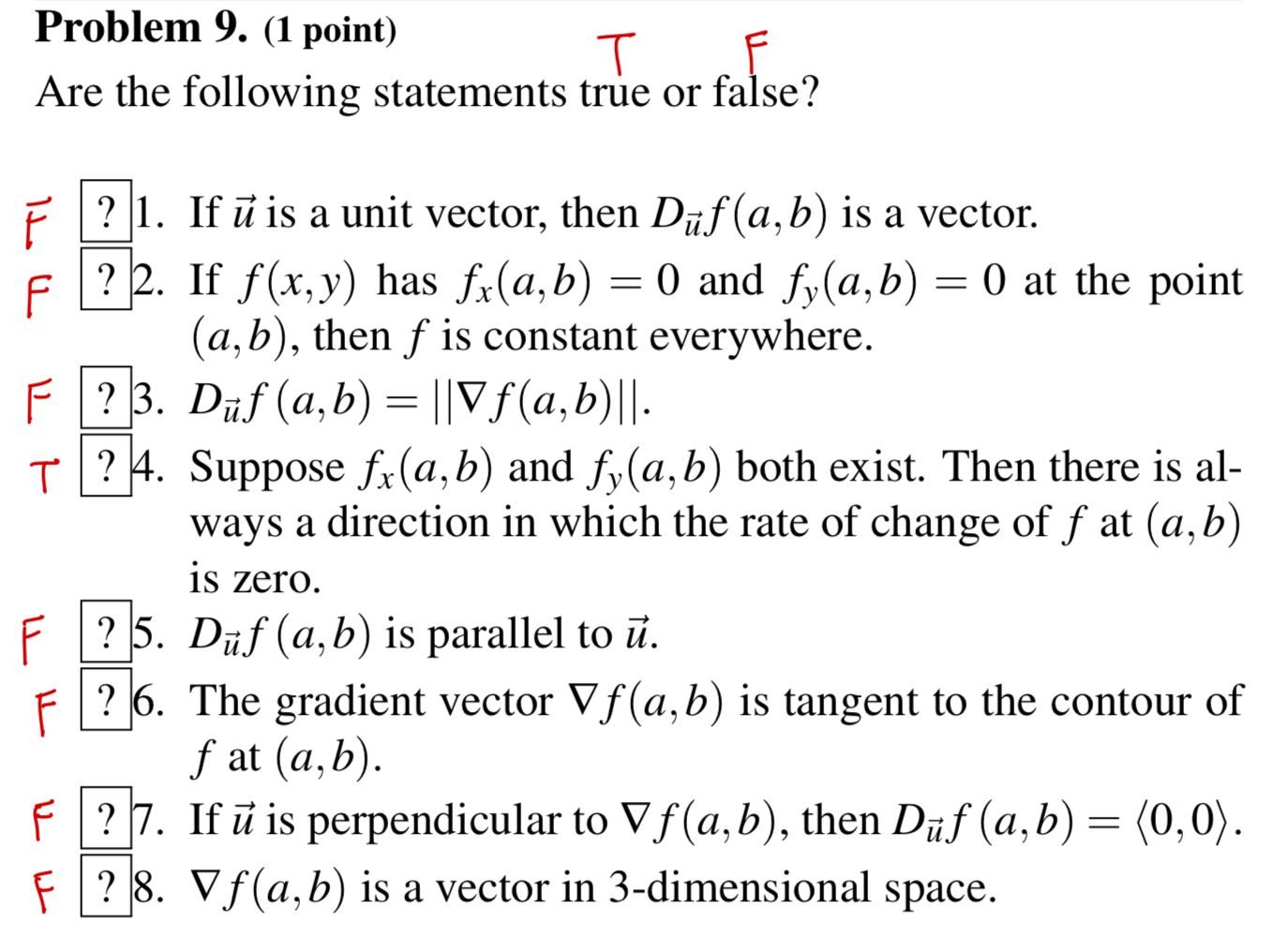 Solved Problem 9. (1 ﻿point)Are the following statements | Chegg.com