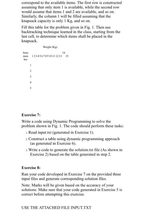 Solved 39 Knapsack Problem ? Example of a one-dimensional | Chegg.com