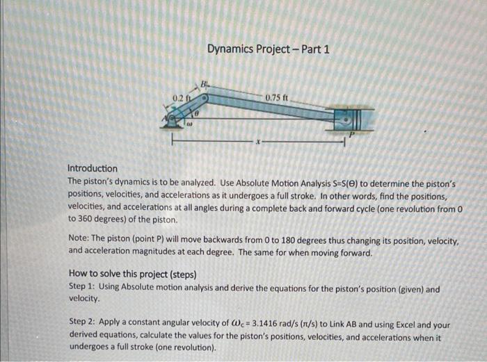 Solved Dynamics Project - Part 1 Introduction The piston's | Chegg.com