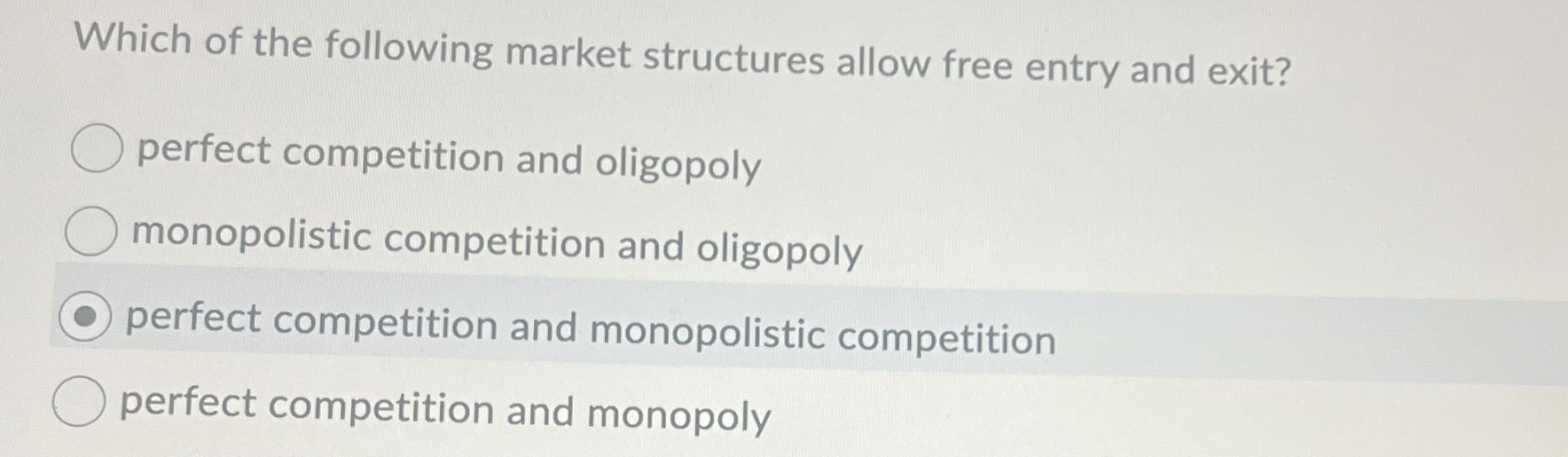 Solved Which of the following market structures allow free | Chegg.com