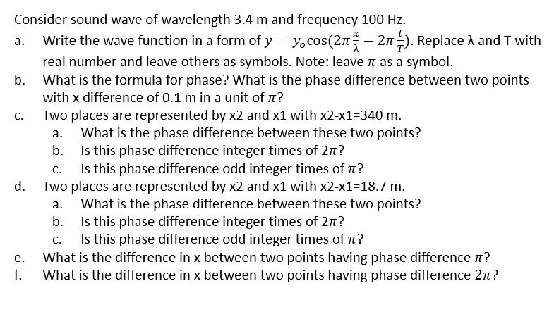 Solved Consider sound wave of wavelength 3.4m ﻿and frequency | Chegg.com