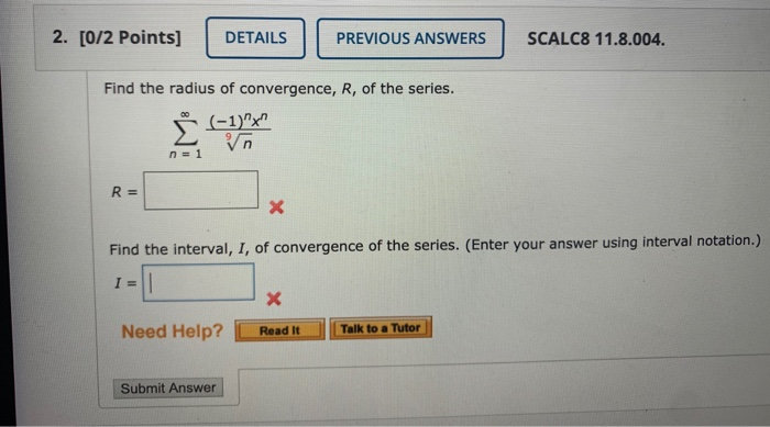2. [0/2 Points] DETAILS PREVIOUS ANSWERS SCALC8 | Chegg.com
