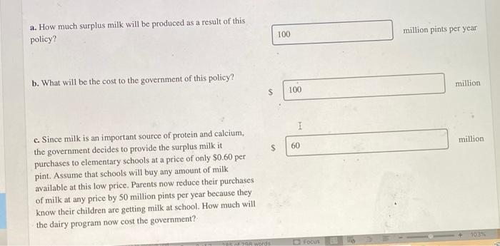 Solved a. How much surplus milk will be produced as a result | Chegg.com