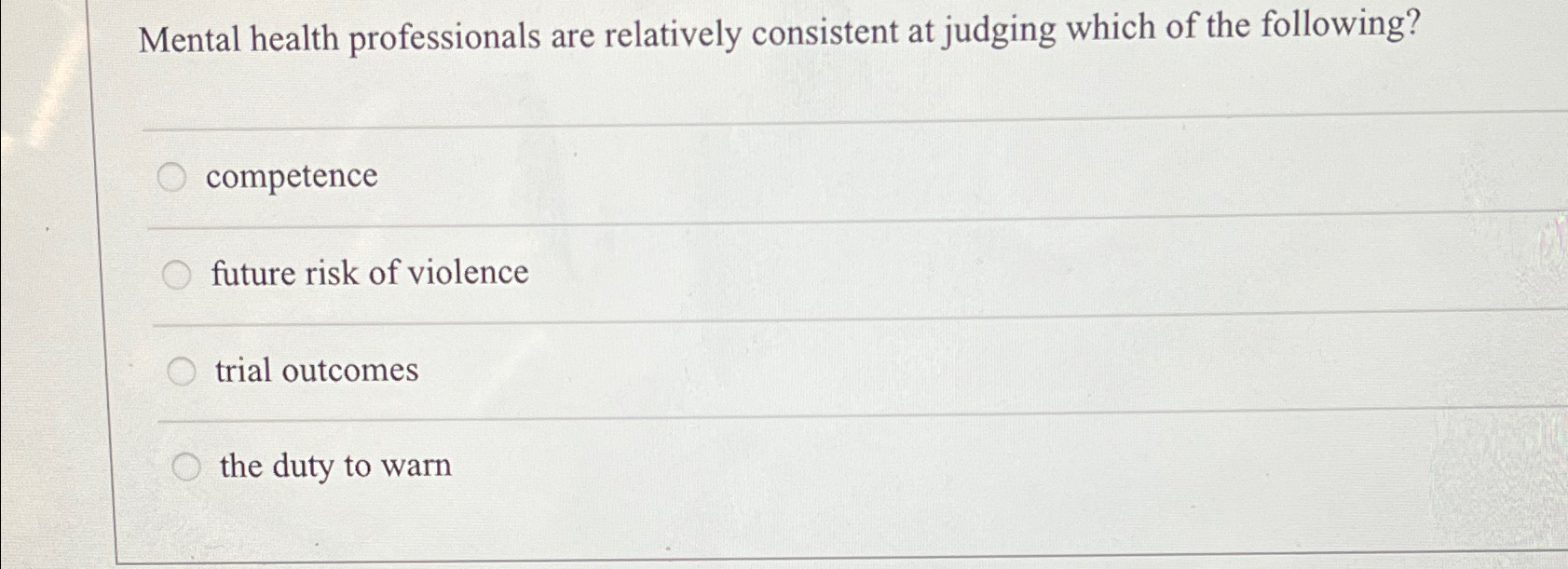 Solved Mental health professionals are relatively consistent | Chegg.com