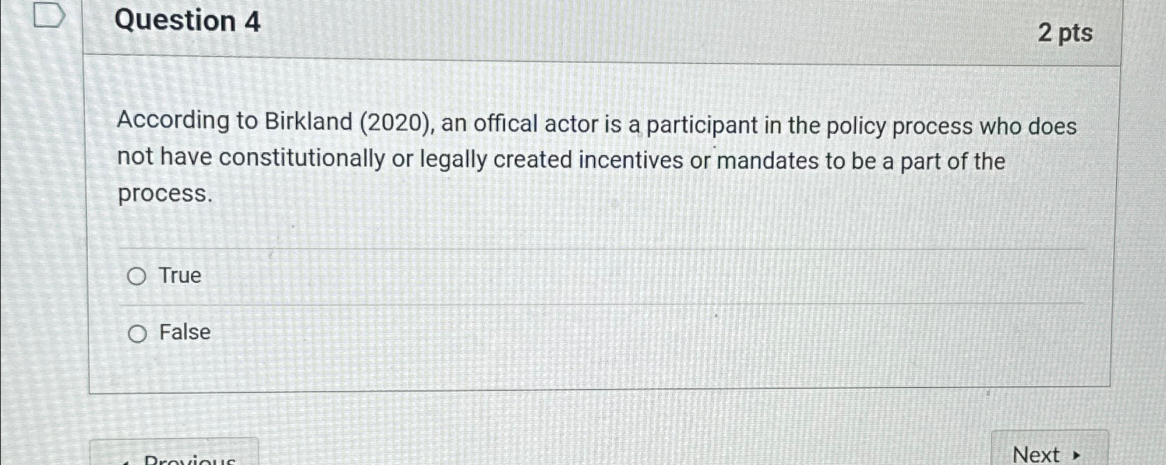 Solved Question 42 ﻿ptsAccording to Birkland (2020), ﻿an | Chegg.com