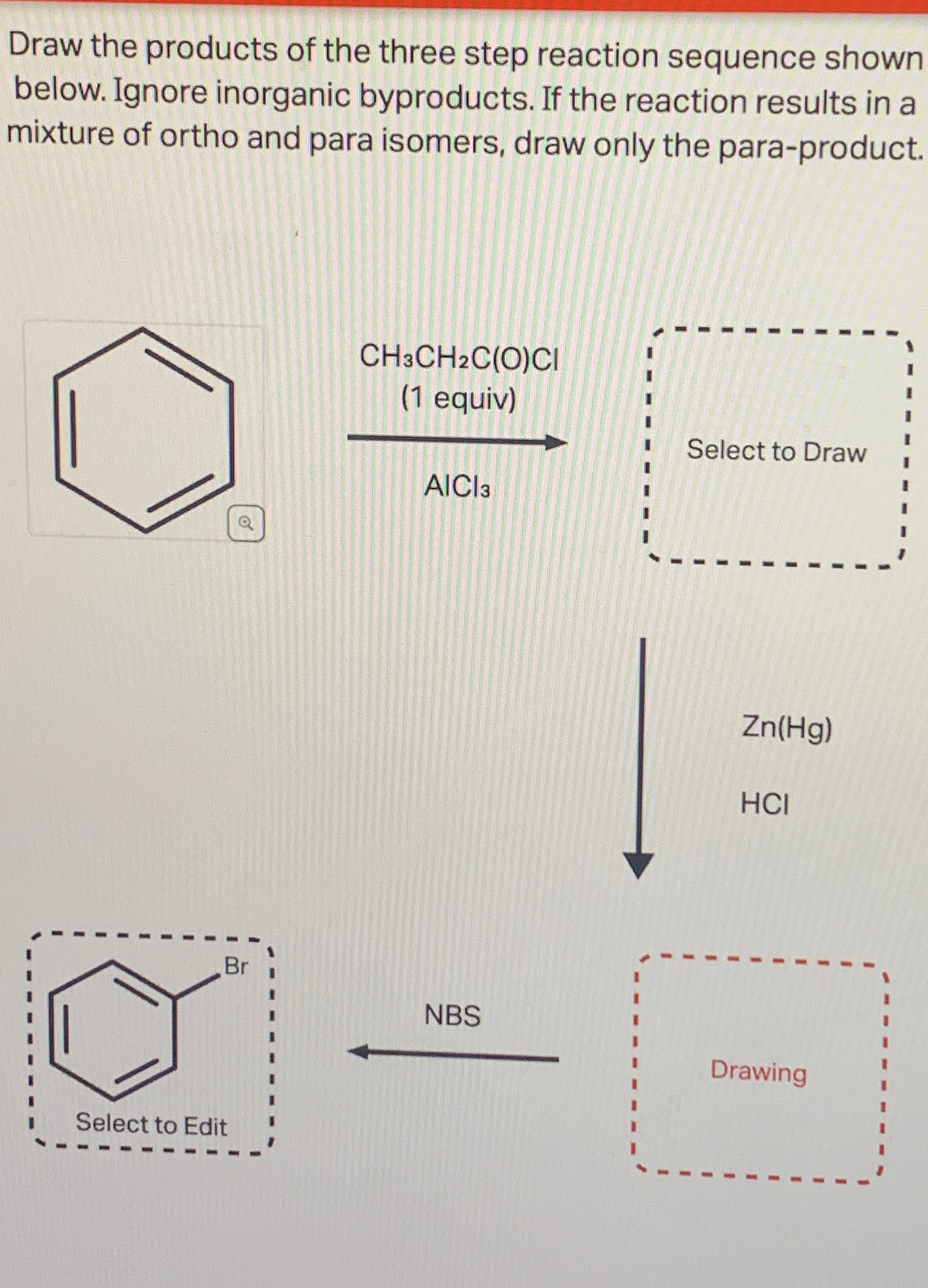 Solved Draw the products of the three step reaction sequence | Chegg.com
