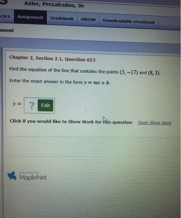 Solved Axler, Precalculus, 3e ctice Assignment Gradebook | Chegg.com