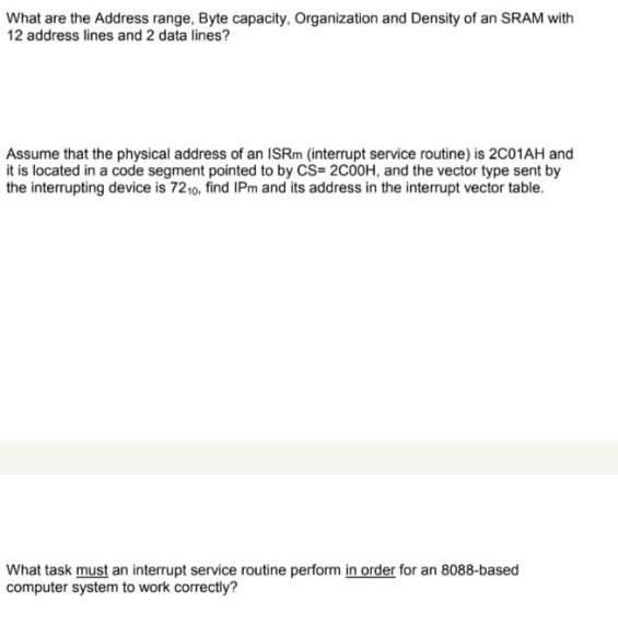 Solved What are the Address range, Byte capacity, | Chegg.com