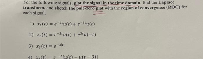 Solved For the following signals, plot the signal in the | Chegg.com