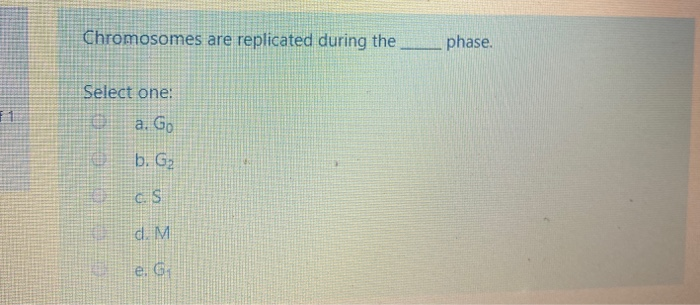 Solved Chromosomes are replicated during the - phase. Select | Chegg.com