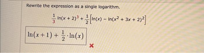 Solved Rewrite the expression as a single logarithm. | Chegg.com