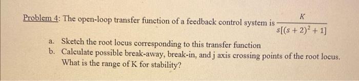 Solved Problem 4: The open-loop transfer function of a | Chegg.com