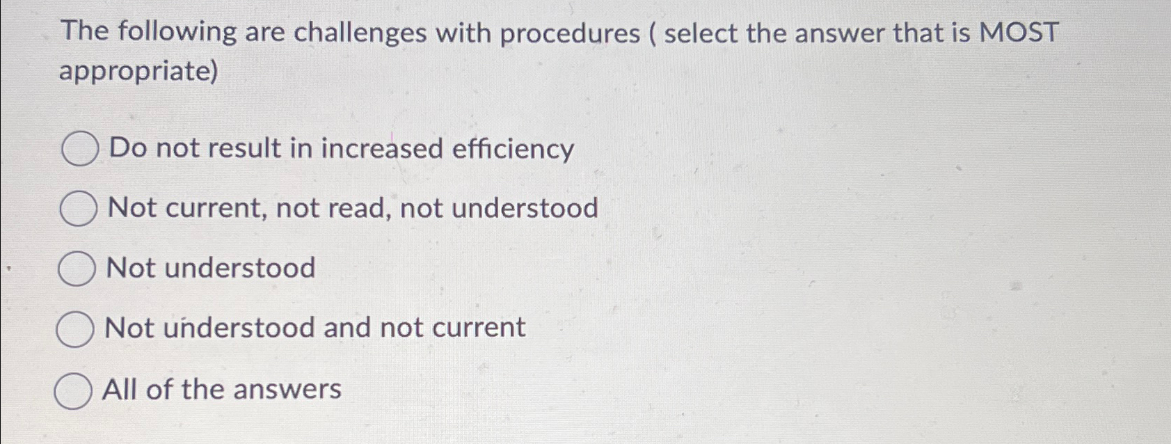 Solved The following are challenges with procedures ( | Chegg.com