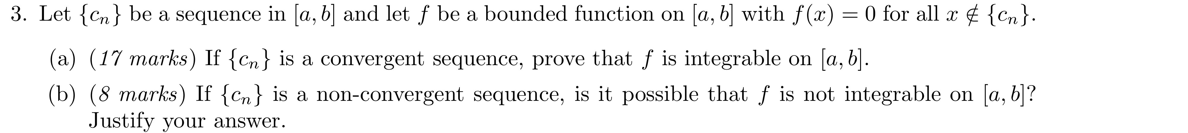 Solved Let {cn} ﻿be a sequence in a,b ﻿and let f ﻿be a | Chegg.com