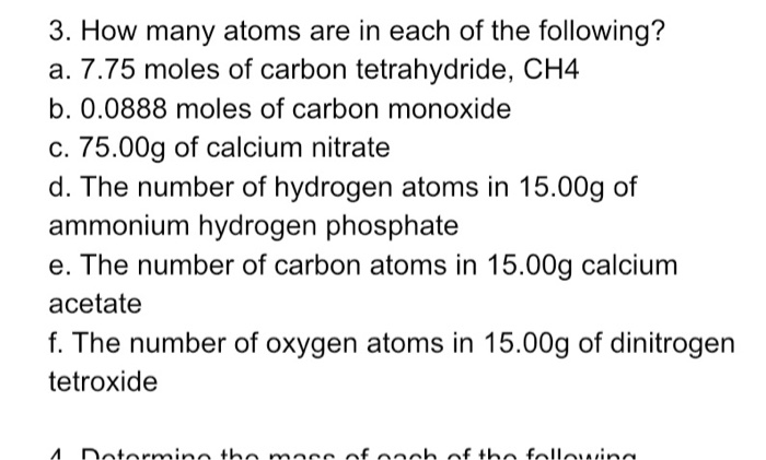 Solved 3. How many atoms are in each of the following? a. | Chegg.com