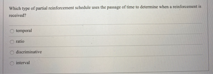 Solved Which type of partial reinforcement schedule uses the | Chegg.com