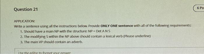 APPLICATION: Write a sentence using all the | Chegg.com
