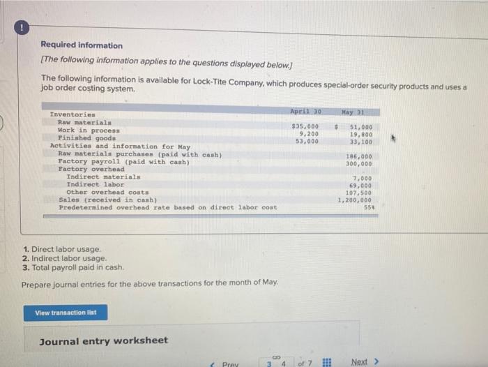 Solved need journal entry for direct labor usage, indirect | Chegg.com