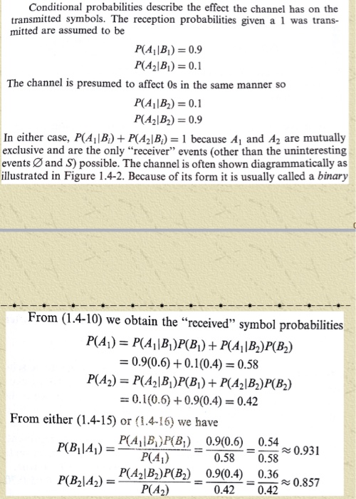 Solved EXAMPLE 1.4-2. An elementary binary communication | Chegg.com