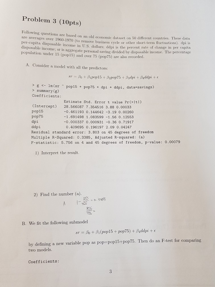 Solved Problem 3 (10pts)Following questions are based on an | Chegg.com