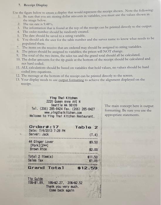 Solved Use the figure below to create a display that would | Chegg.com