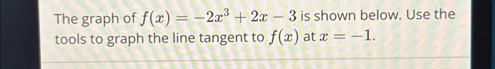Solved The graph of f(x)=-2x3+2x-3 ﻿is shown below. Use the | Chegg.com