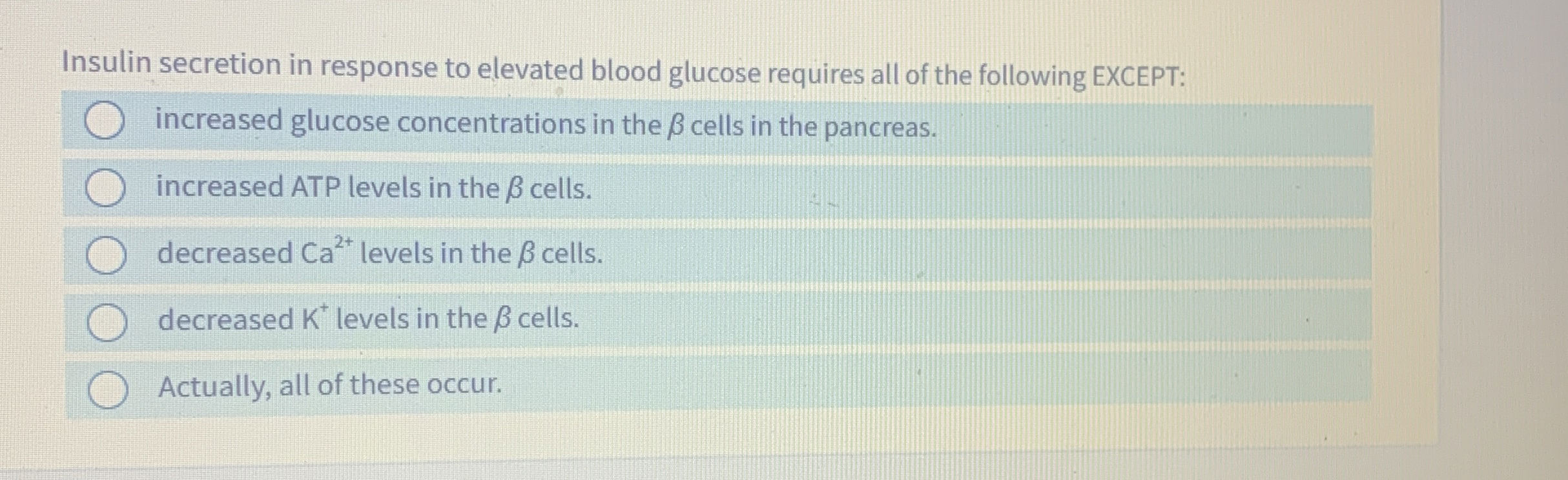 Solved Insulin secretion in response to elevated blood | Chegg.com