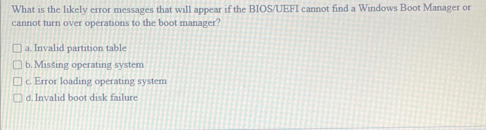 Solved What is the likely error messages that will appear if | Chegg.com