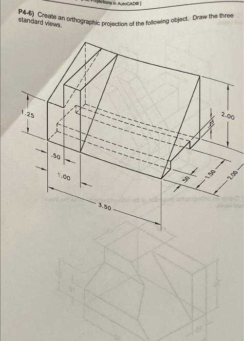 Solved ections in AutoCAD ] P4-6) Create an orthographic | Chegg.com