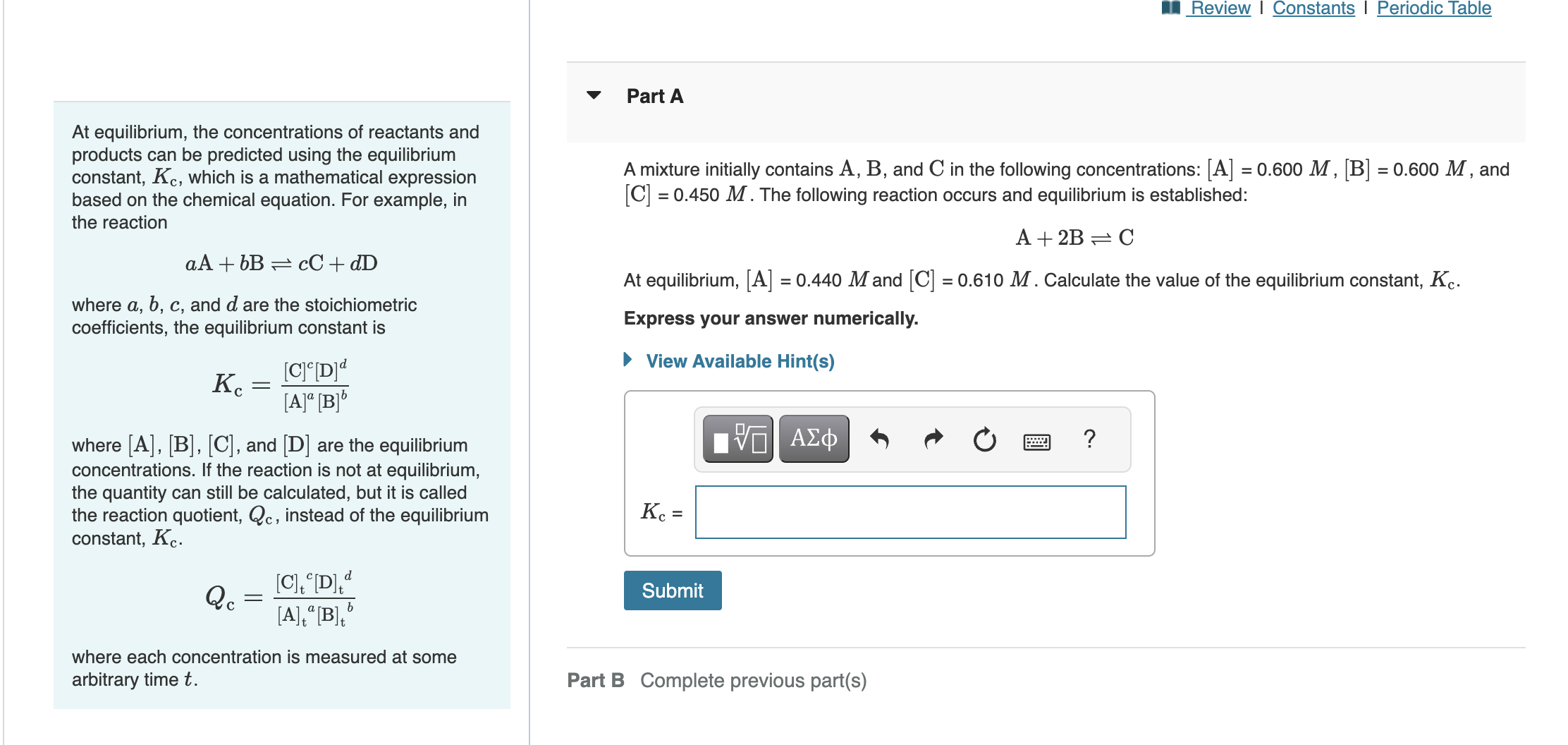 Solved At equilibrium, the concentrations of reactants | Chegg.com