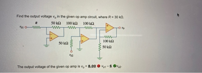 Solved Find the output voltage v, in the given op amp | Chegg.com