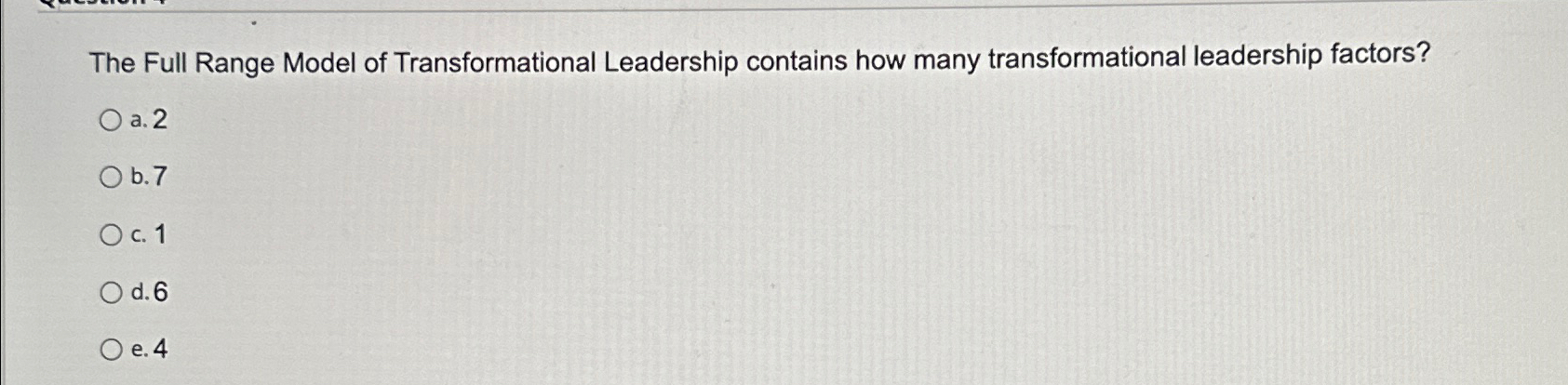 Solved The Full Range Model of Transformational Leadership | Chegg.com