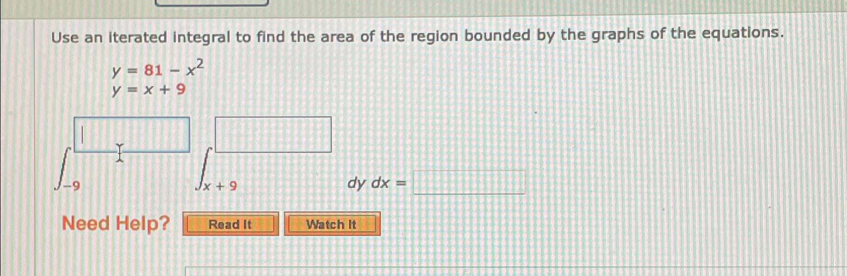 Solved Use an iterated integral to find the area of the | Chegg.com