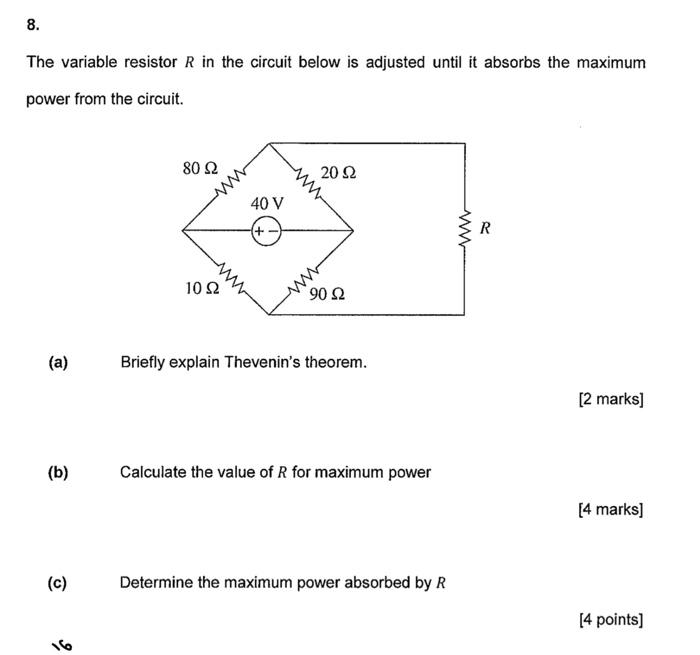 Solved The variable resistor R in the circuit below is | Chegg.com