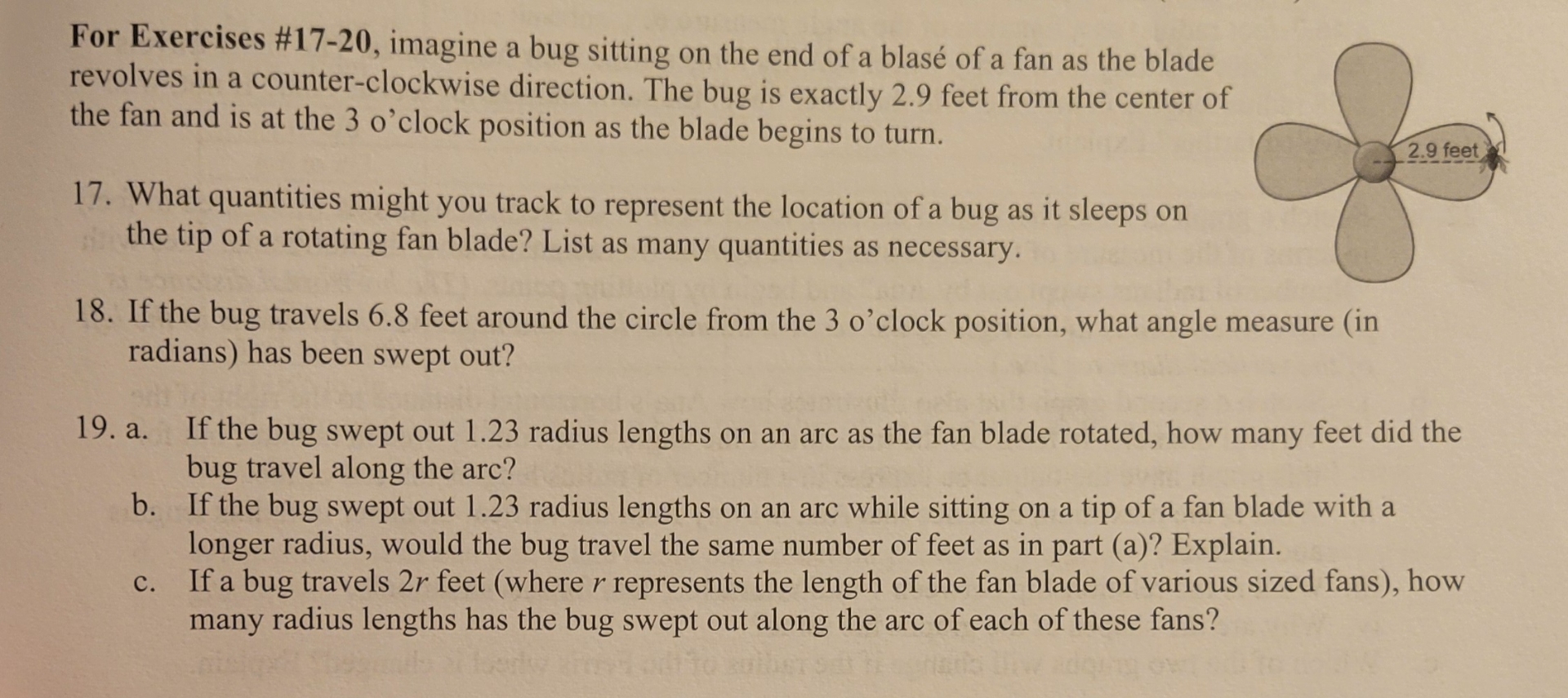 Solved For Exercises #17-20, ﻿imagine a bug sitting on the | Chegg.com