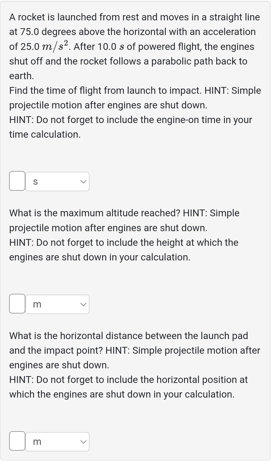 Solved A rocket is launched from rest and moves in a | Chegg.com