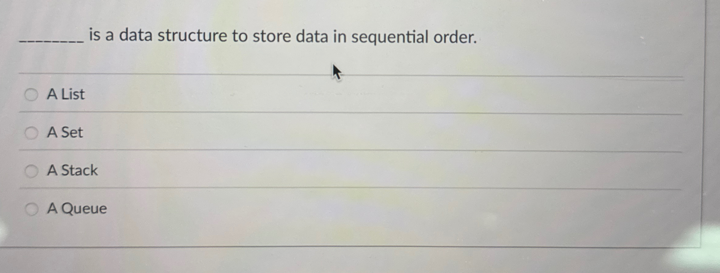 Solved is a data structure to store data in sequential | Chegg.com