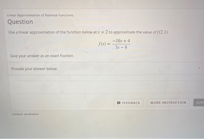 Solved Linear Approximation Of Rational Functions Question 4058