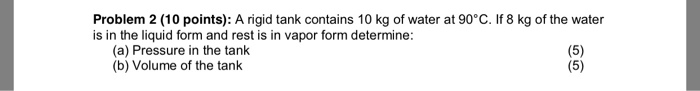 Solved Problem 2 (10 points): A rigid tank contains 10 kg of | Chegg.com